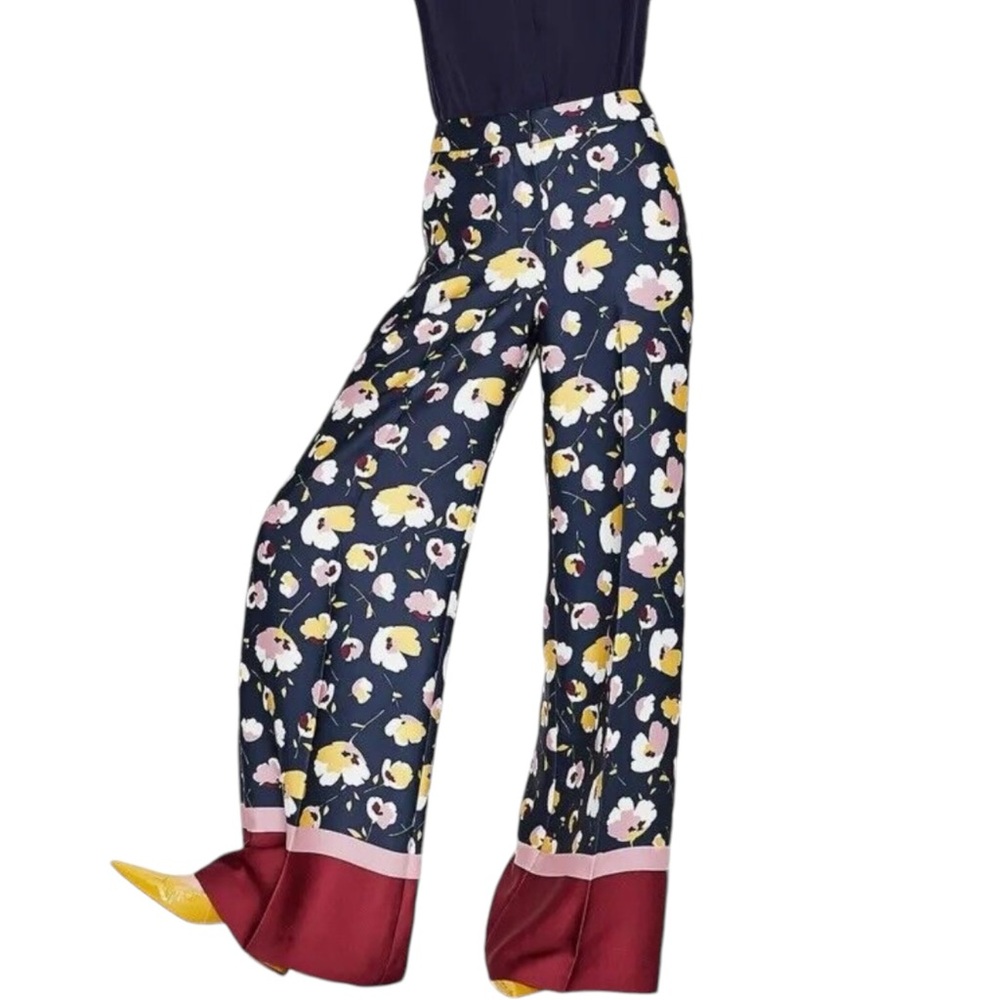 Boden Hotch Potch Floral Wide-Leg Satin High Rise Cul… - Gem